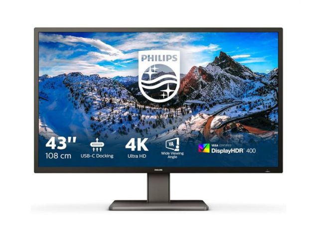 Monitor PHILIPS Business 439P1, 43", VA, UHD (4K) 3840x2160 px, 60Hz ...